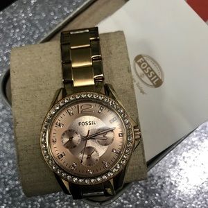 Fossil | Accessories | Fossil Riley Rosetone Stainless Steel Watch ...